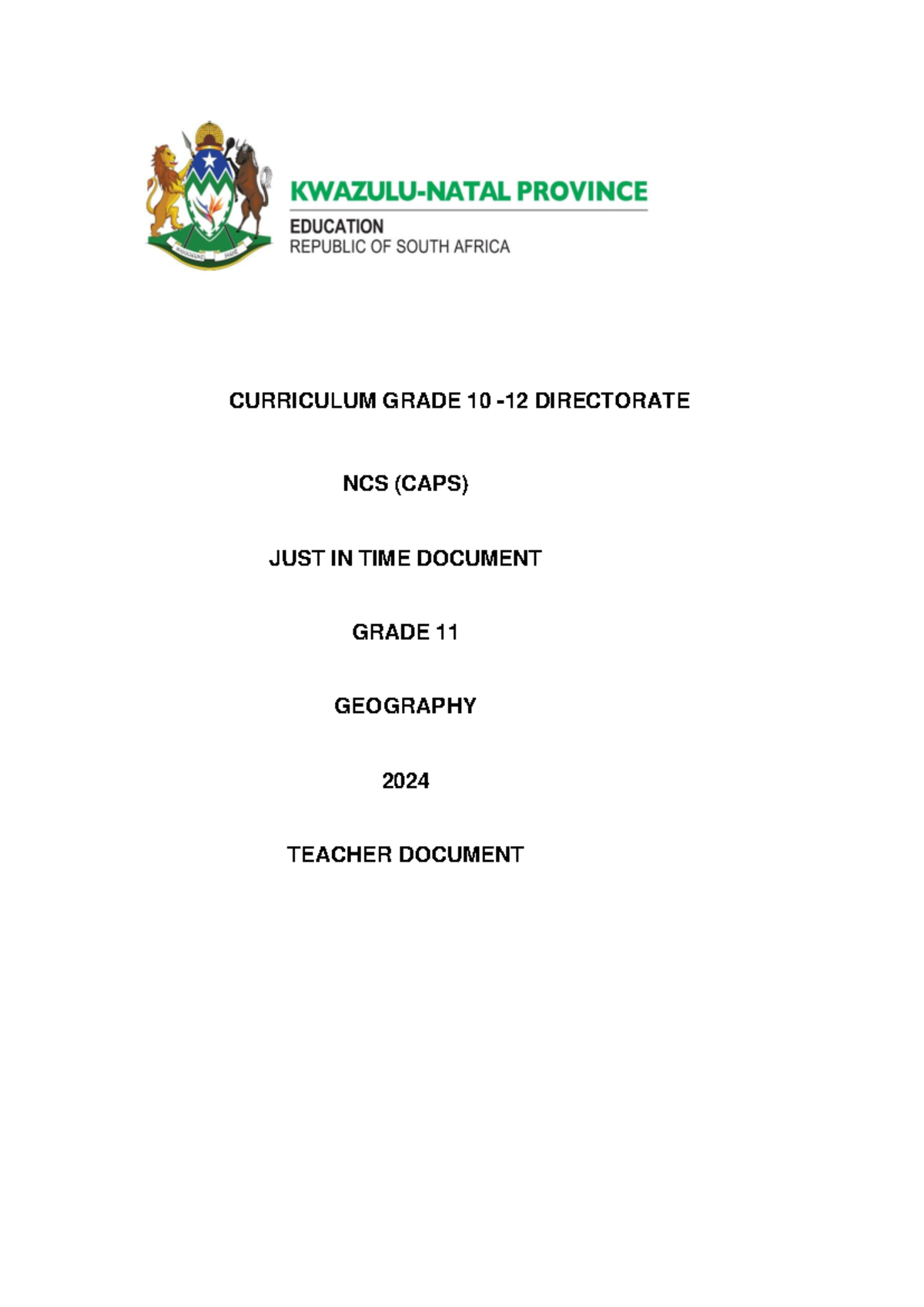 Grade 11 Geo JIT 2024 Teacher Document Solutions - CURRICULUM GRADE 10 - 12 DIRECTORATE NCS ...