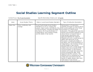 Elementary Social Studies Methods Revsions passed - C104: Task 1 Social ...
