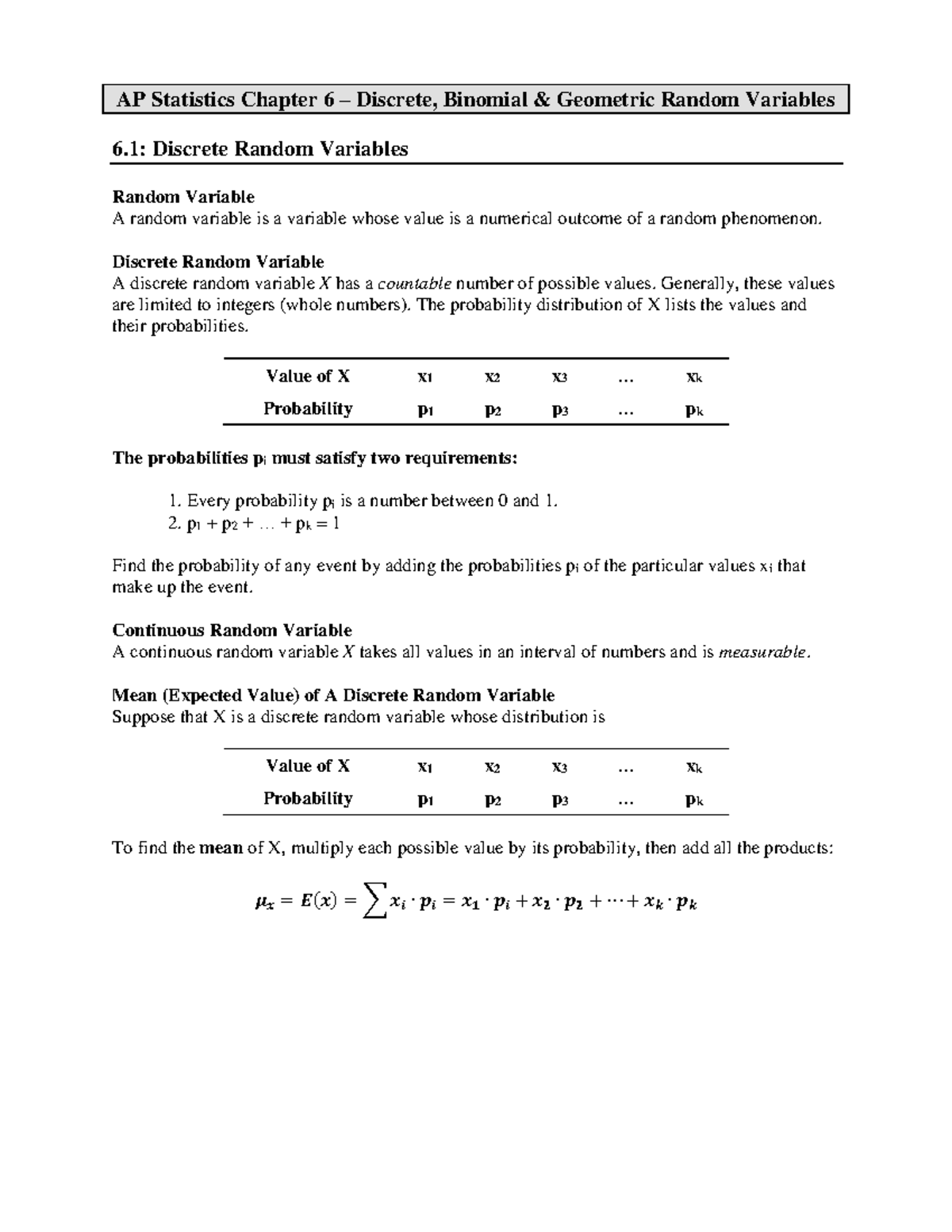 APNotes-Chap06 - Lecture notes 12345 - AP Statistics Chapter 6 ...