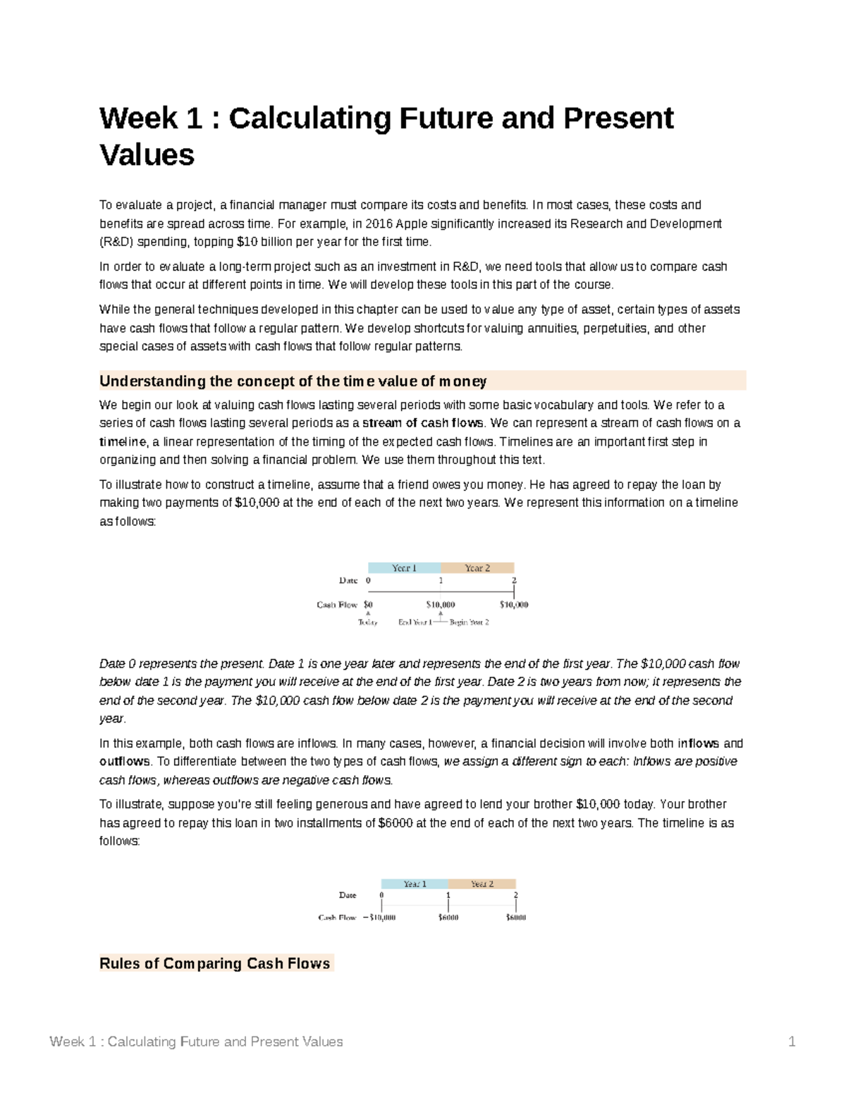 I) Calculating Future and Present Values - Week 1 : Calculating Future and Present Values To ...