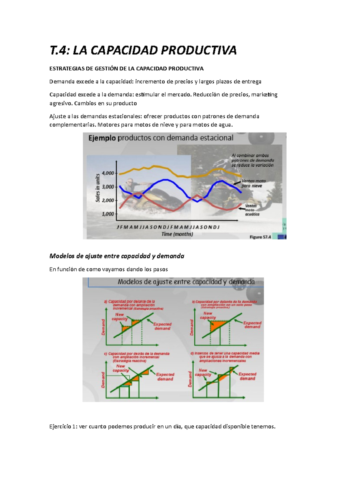 2 - Apuntes 2 - T: LA CAPACIDAD PRODUCTIVA ESTRATEGIAS DE GESTIÓN DE LA ...