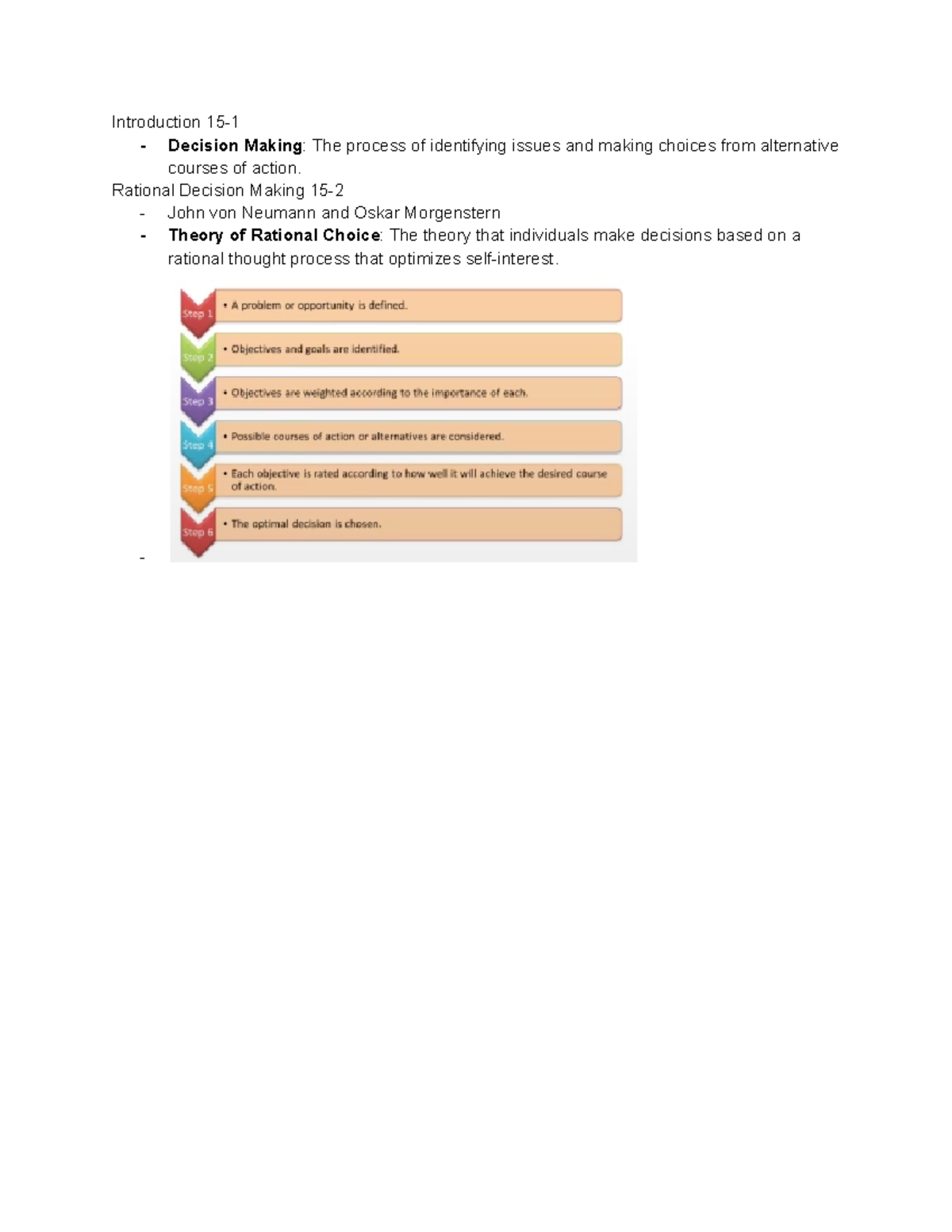 MGMT 310 Chapter 15 - Introduction 15- Decision Making: The process of ...