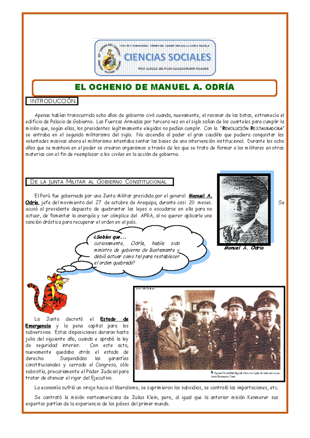 Ochenio-de-Manuel-Odría-ficha de refuerzo - EL OCHENIO DE MANUEL A ...