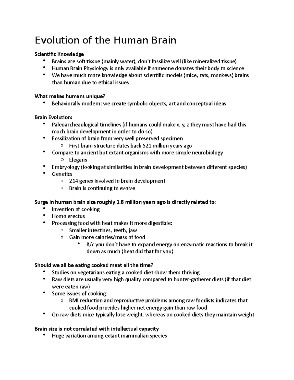 Evolution of the Human Brain - Evolution of the Human Brain Scientific ...