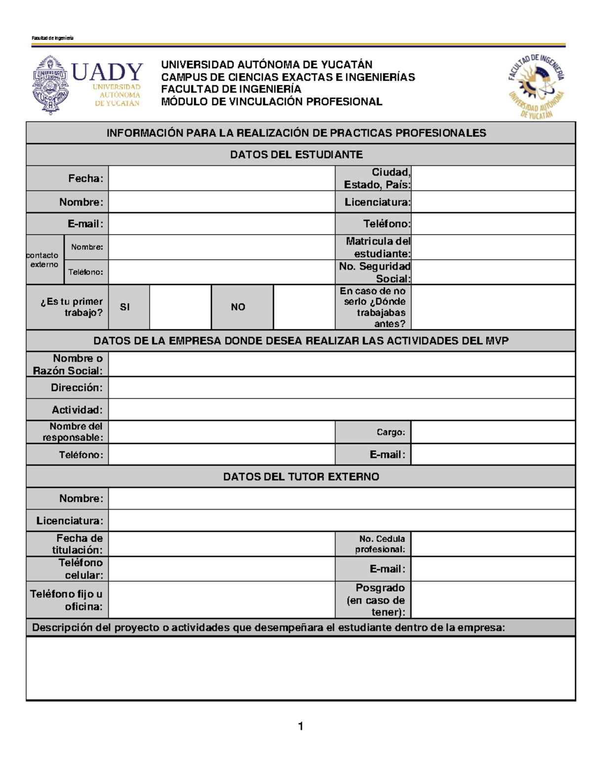 Formato ADA 1 - Facultad de IngenierÌa 1 INFORMACIÓN PARA LA ...