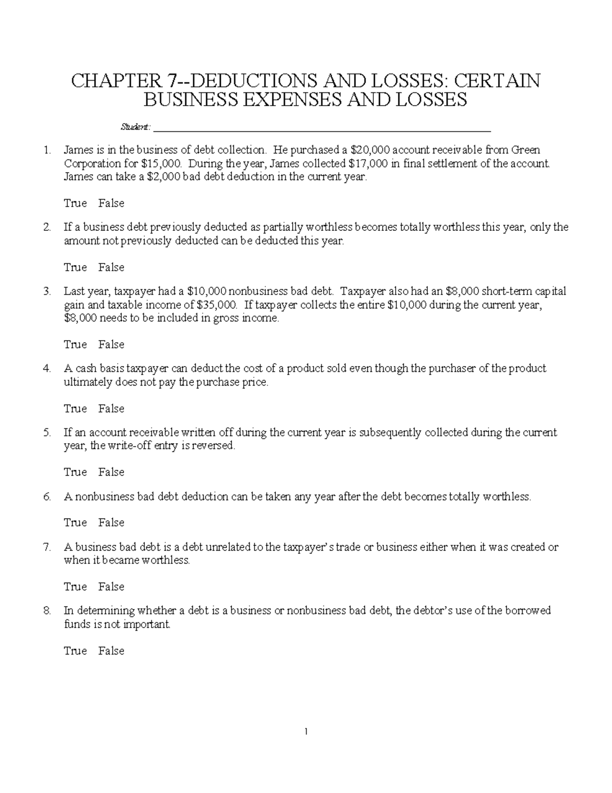 Chapter 7- Deductions AND L - - Studocu