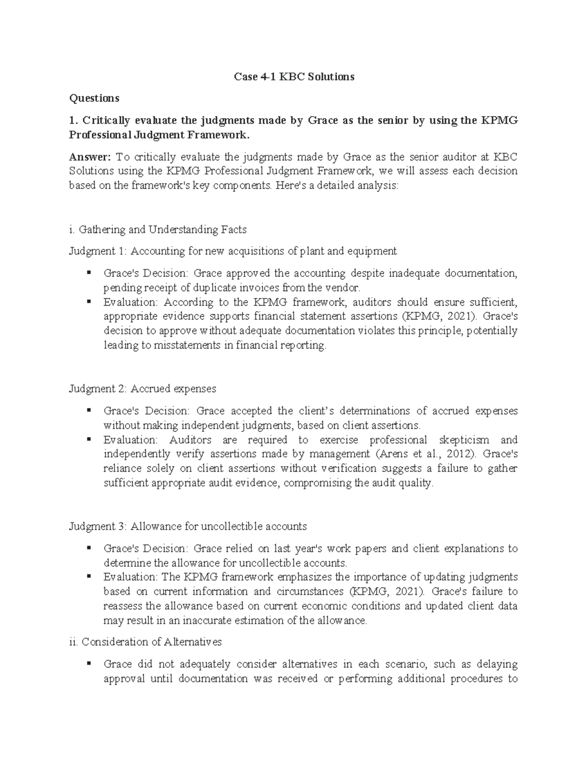 Case 4-8 Did CPA Violate any Rule of Conduct - Case 4-1 KBC Solutions ...