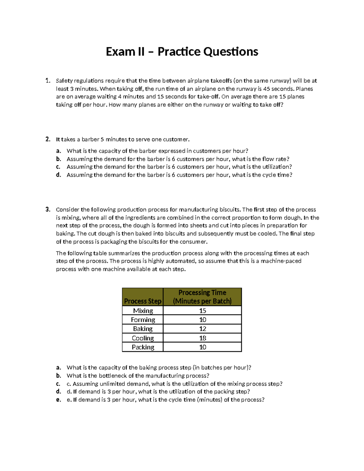 Exam II - Spring 2024 - Practice Questions - Exam II – Practice Questions 1. Safety regulations ...