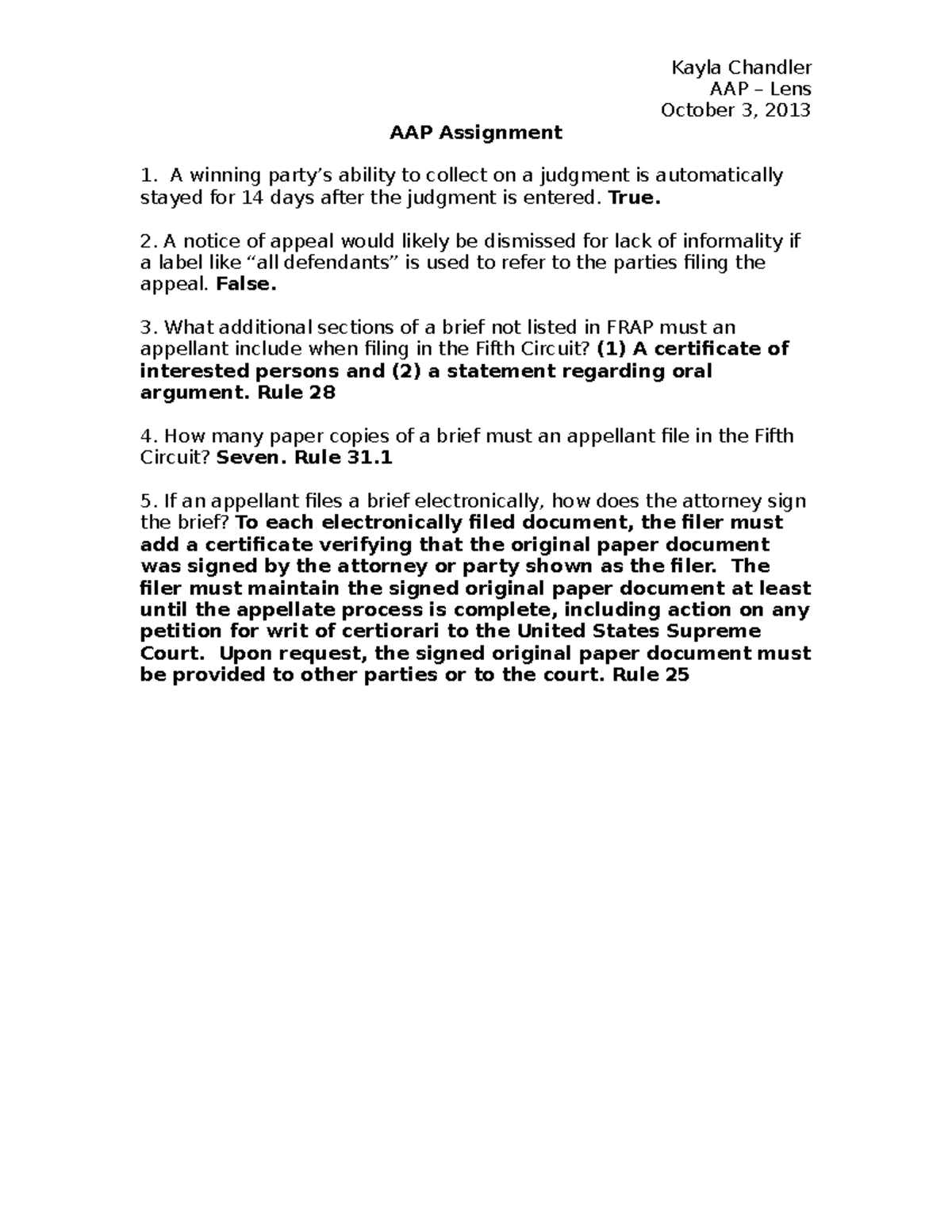 9203 AAP Assignment - outline - Kayla Chandler AAP – Lens October 3, 2013 AAP Assignment A ...