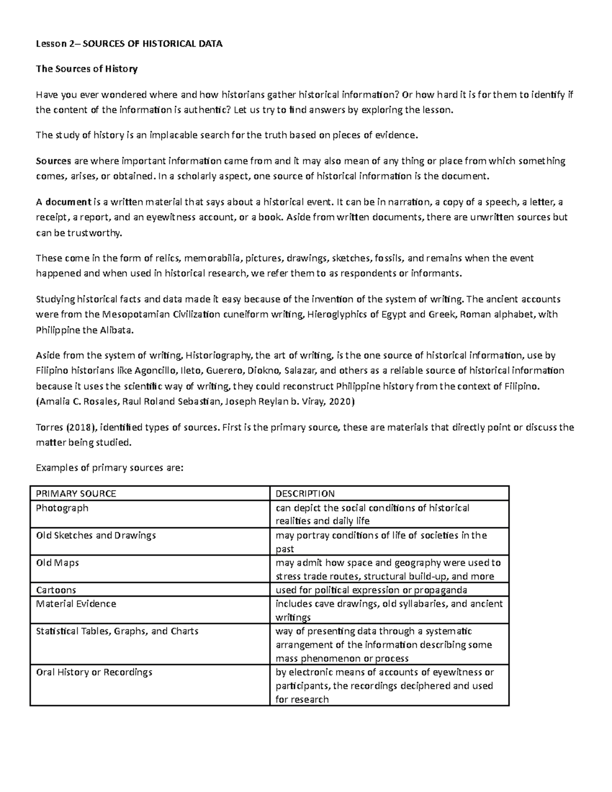 L2 - Business Administration - Lesson 2– SOURCES OF HISTORICAL DATA The ...