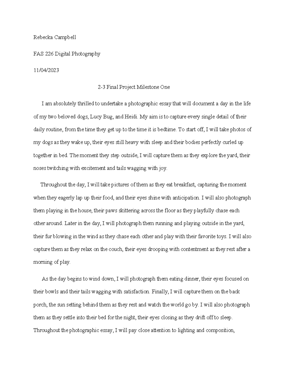 FAS 226 2-3 Final Project Milestone One - Rebecka Campbell FAS 226 ...