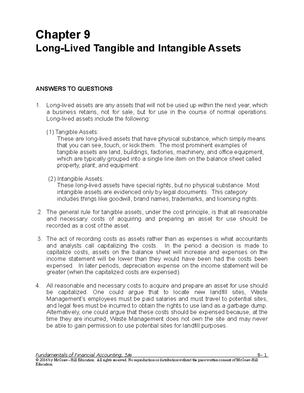 Ch09 SM qnt5160 - instructions - Chapter 9 Long-Lived Tangible and Intangible Assets ANSWERS TO ...