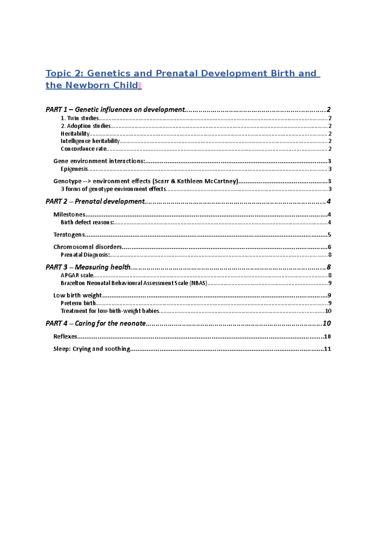 Topic 2- Genetics and Prenatal Development Birth and the Newborn Child ...