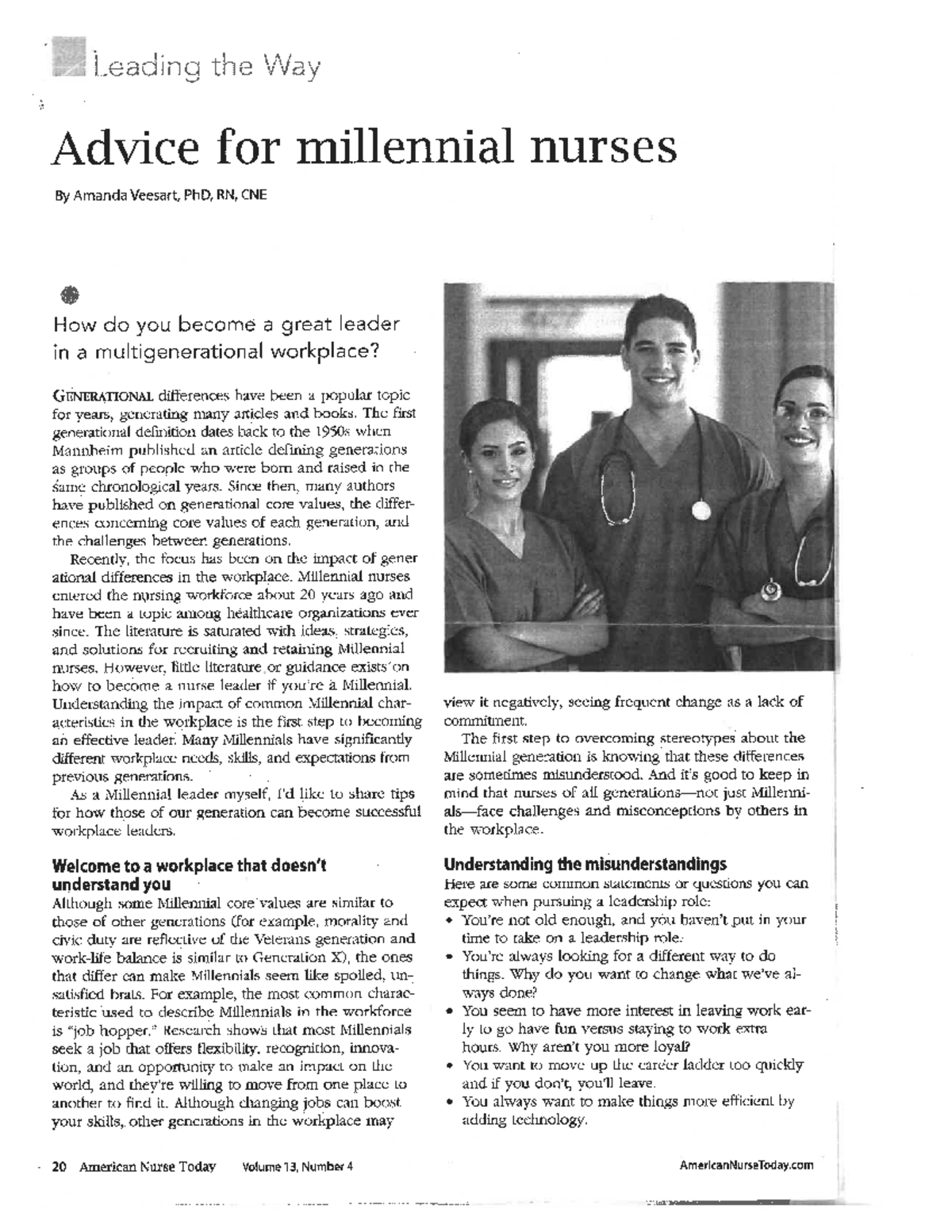 Advice FOR Millennial Nurses - nsg 3131 - Studocu