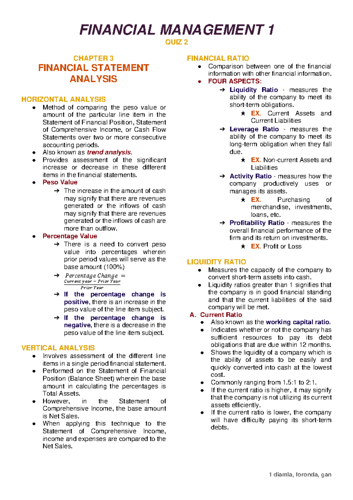 2- Finman - financial statement analysis - FINANCIAL MANAGEMENT 1 QUIZ ...
