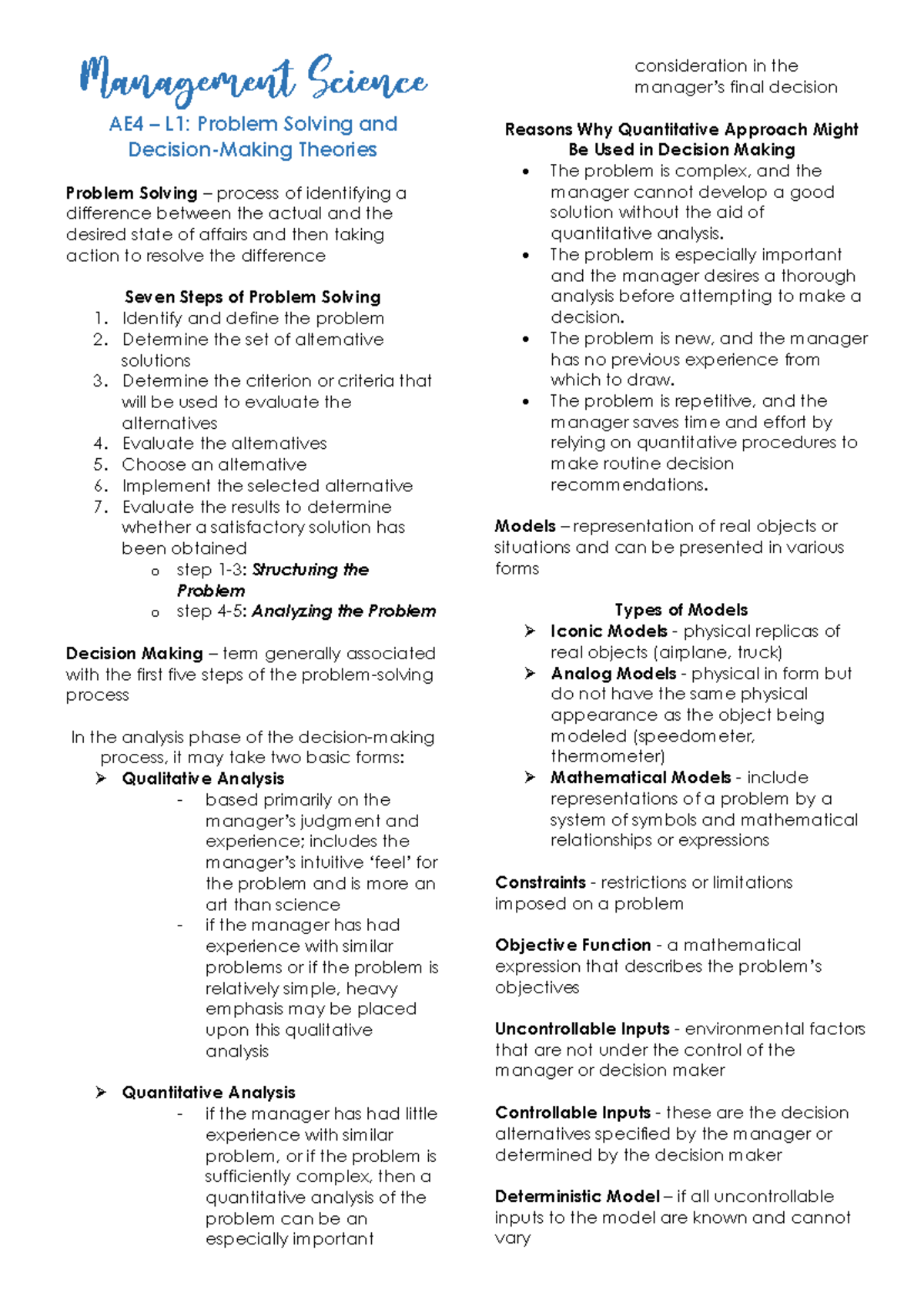 Accounts in Trial Balance - AE4 – L1: Problem Solving and Decision-Making Theories Problem ...