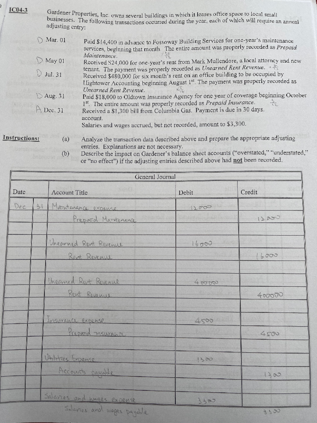 Chapter 4 Practice problem/Homework - AC 201 - Studocu