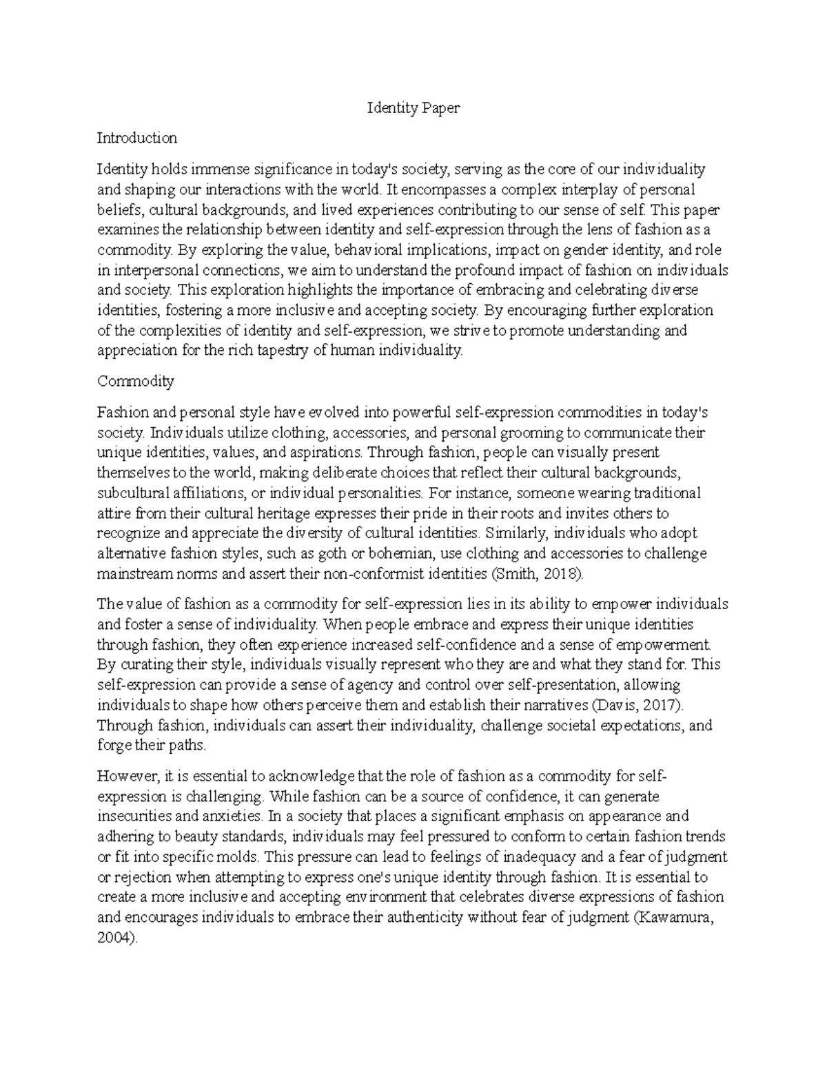 Identity Paper - Comprehensive, critical, thorough, thoughtful, and ...