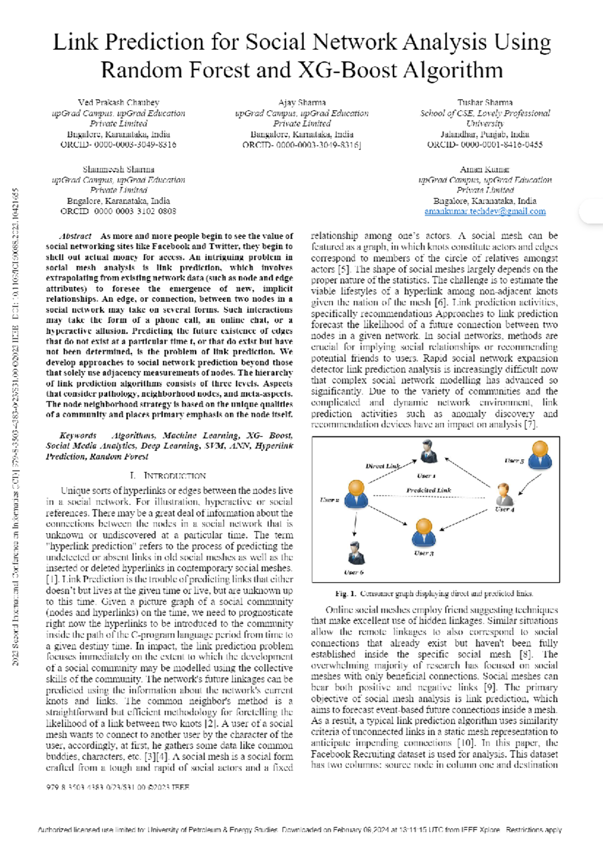 Link Prediction for Social Network Analysis Using Random Forest and XGBoost Algorithm Link - Studocu