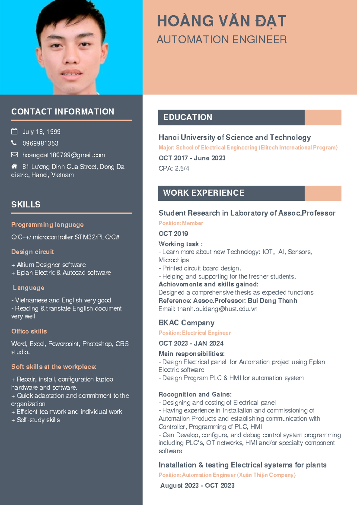 Hoang Van Dat Top CV - Programming language C/C++/ microcontroller ...