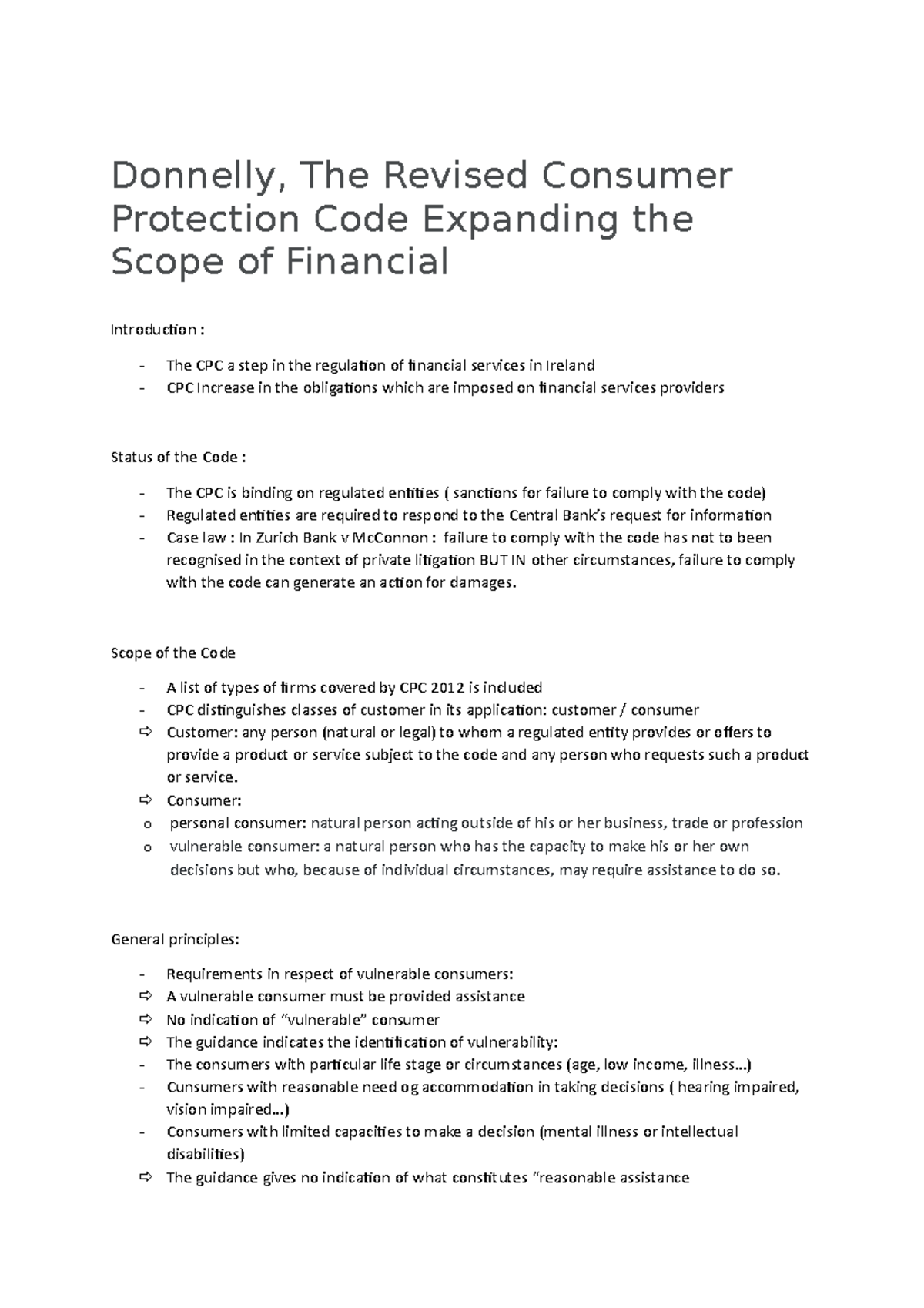 Donnelly, The Revised Consumer Protection Code Expanding the Scope of ...