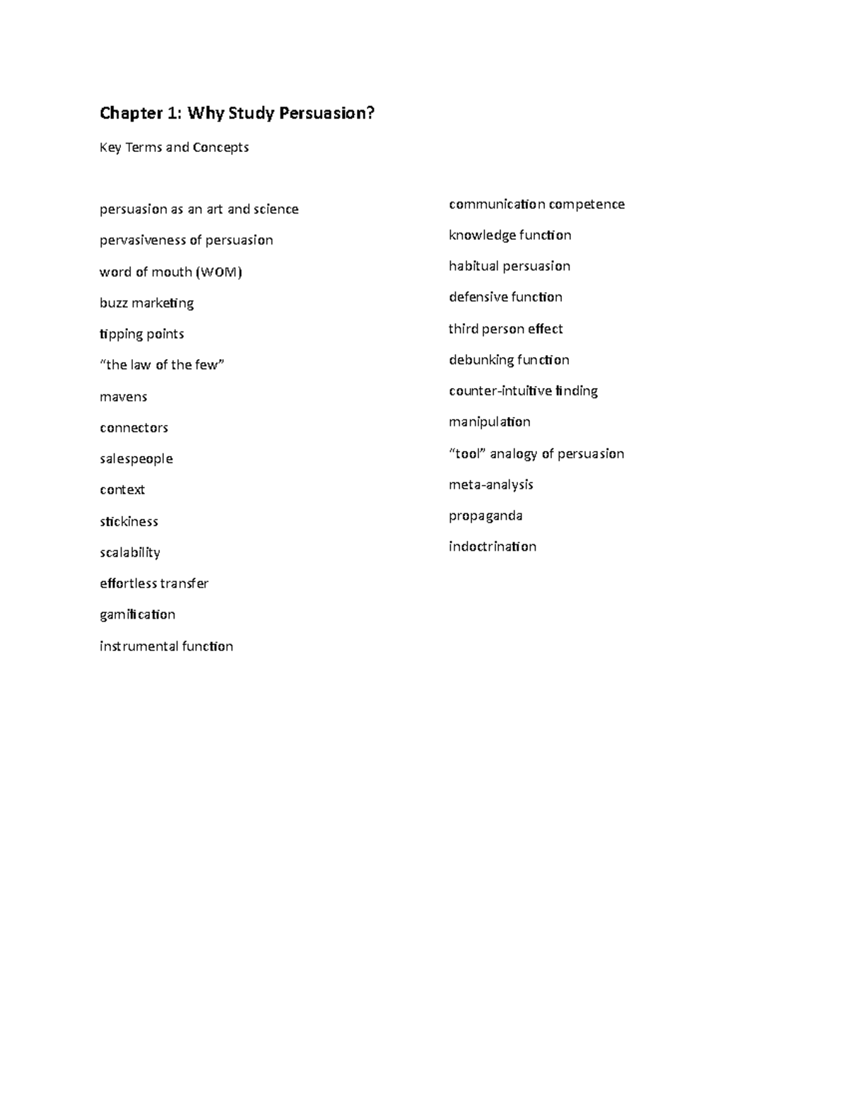 Lecture notes, lectures 1-5 - key terms and concepts - Chapter 1: Why ...