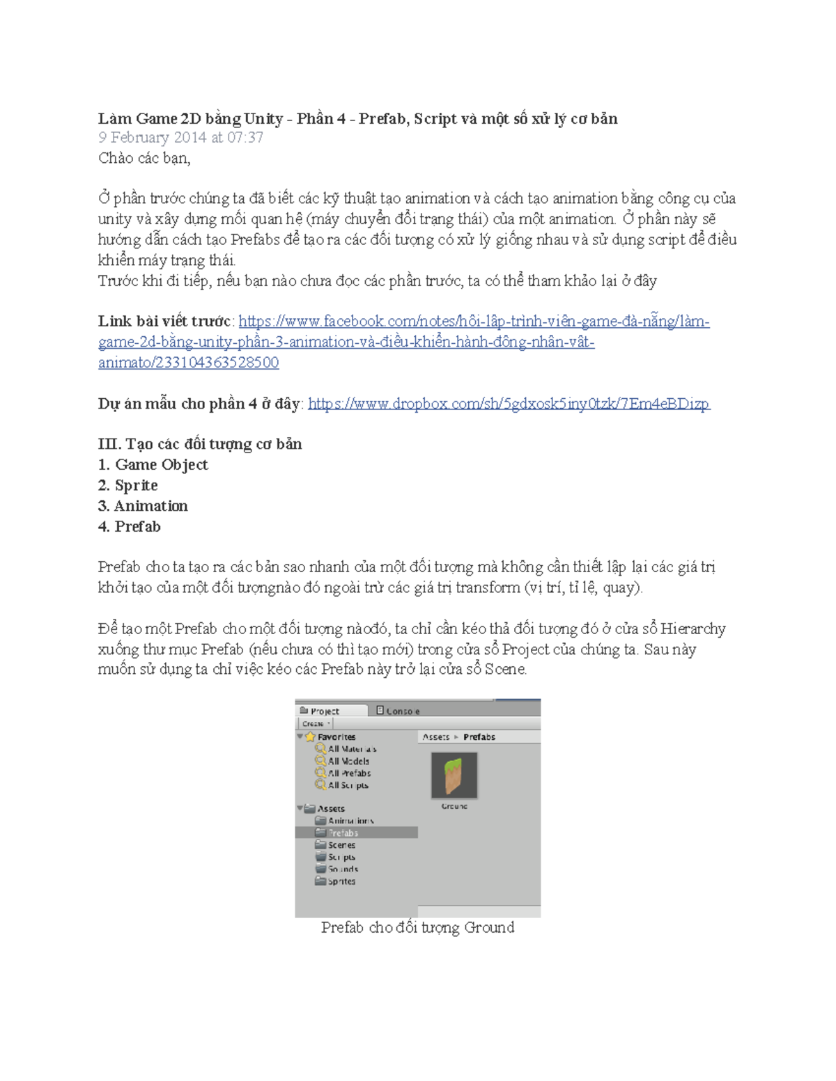 Bài 4 Lập Trình Game 2D Với Unity - Prefab, Script và một số xử lý cơ bản - Làm Game 2D bằng ...