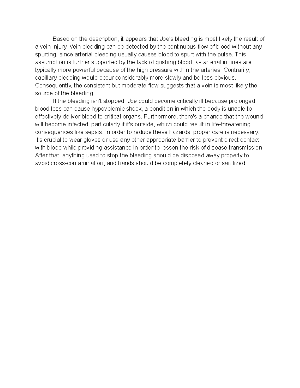 Assignment 8 cpr - Based on the description, it appears that Joe's ...