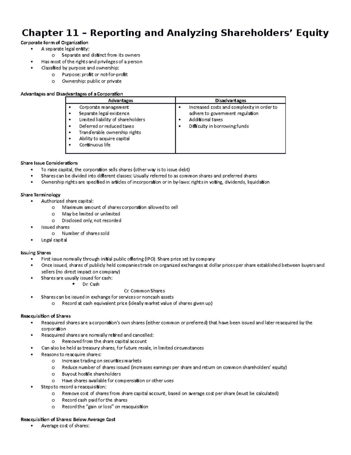 Accgt 311 - Chapter 11 - Trish Stinger - Chapter 11 – Reporting and Analyzing Shareholders ...
