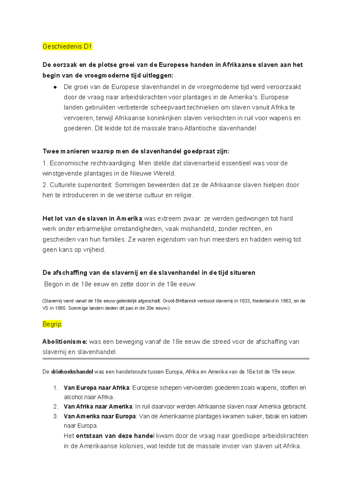 Geschiedenis D1 - Deze samenvatting gaat over de Atlantische ...