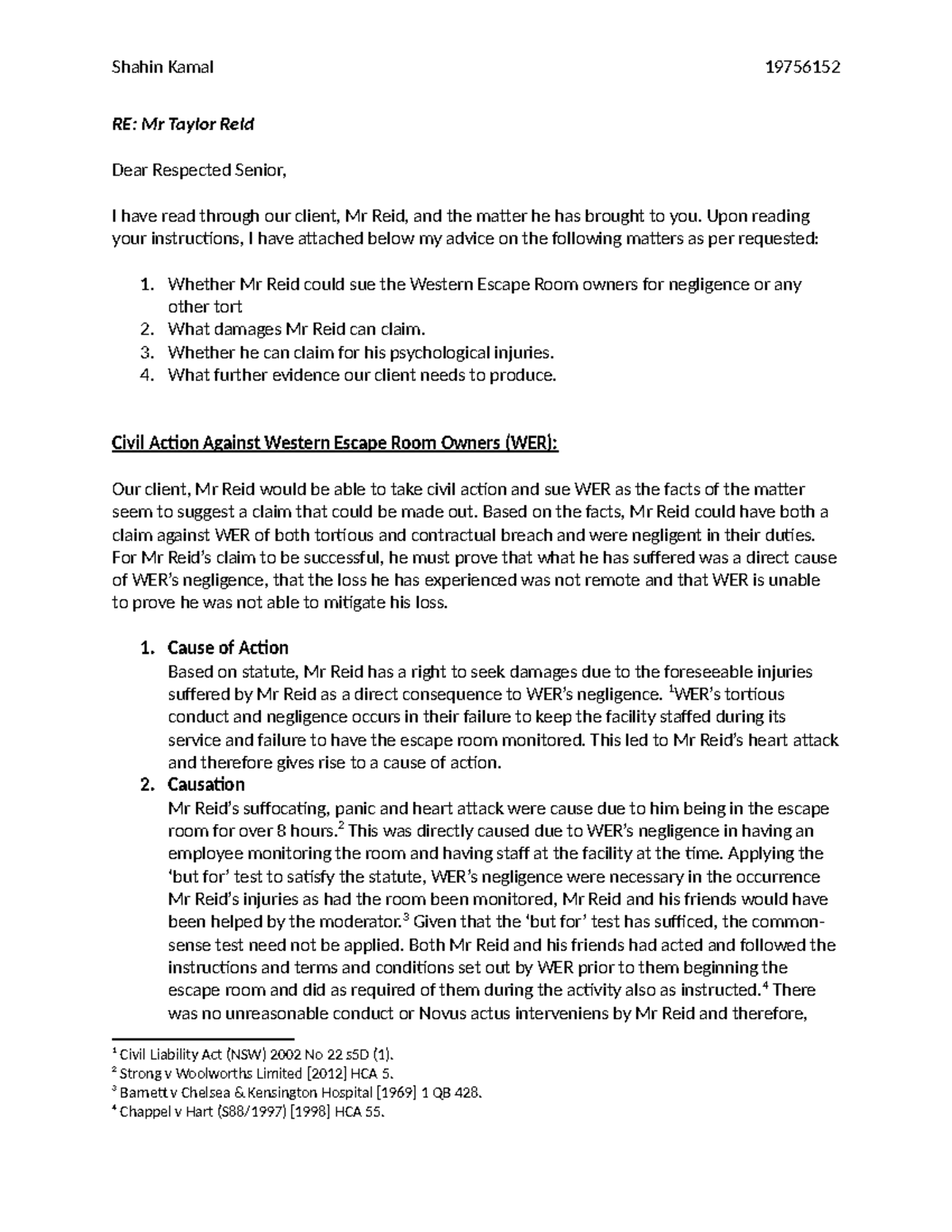 Remedies Letter of Advice - RE: Mr Taylor Reid Dear Respected Senior, I ...