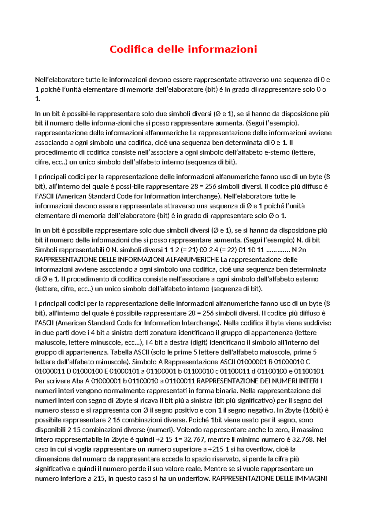 Codifica delle informazioni - Codifica delle informazioni Nell ...