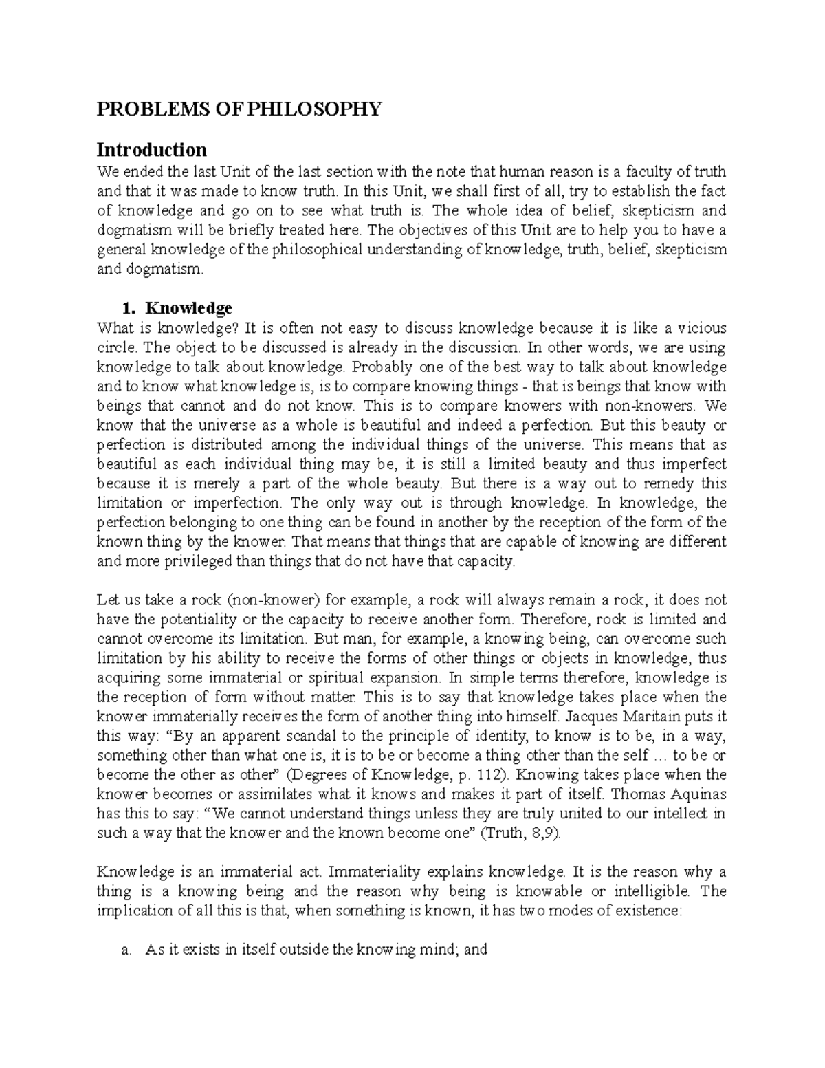 Problems OF Philosophy - PROBLEMS OF PHILOSOPHY Introduction We ended ...
