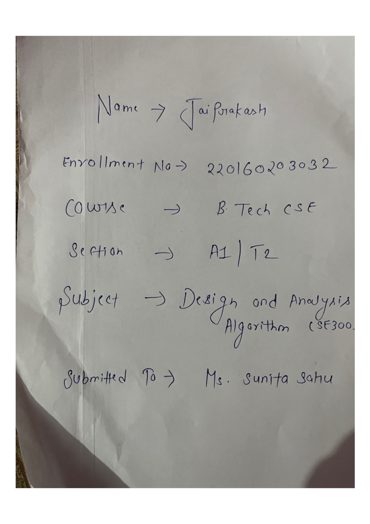 Assignment CSE3005 - Nice - Name JaiPrakash Enrollment No 220160203032 course B. Tech CSE ...