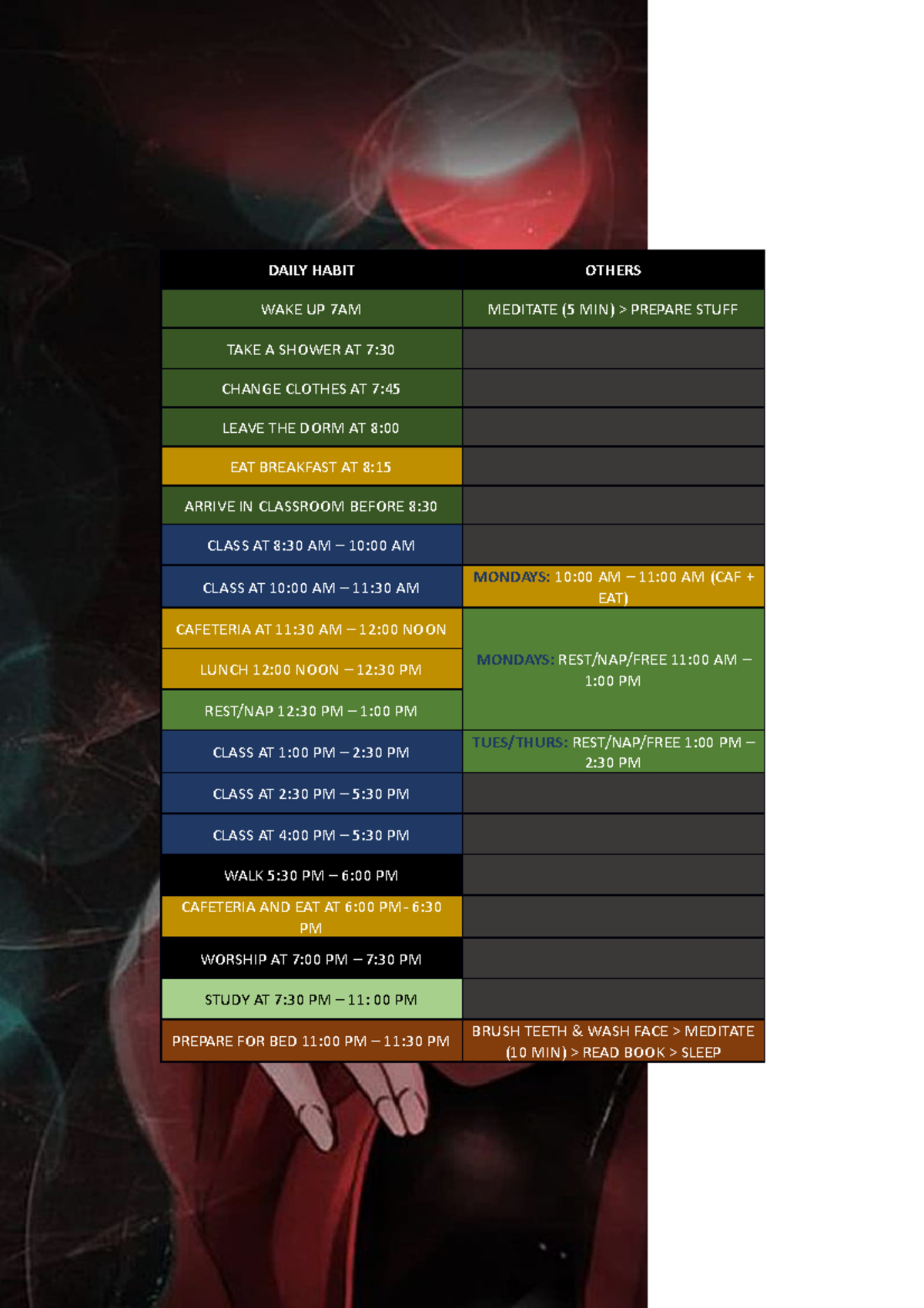 Daily Habit - XASC ASDUAS IASGUD YAGSV - DAILY HABIT OTHERS WAKE UP 7AM ...