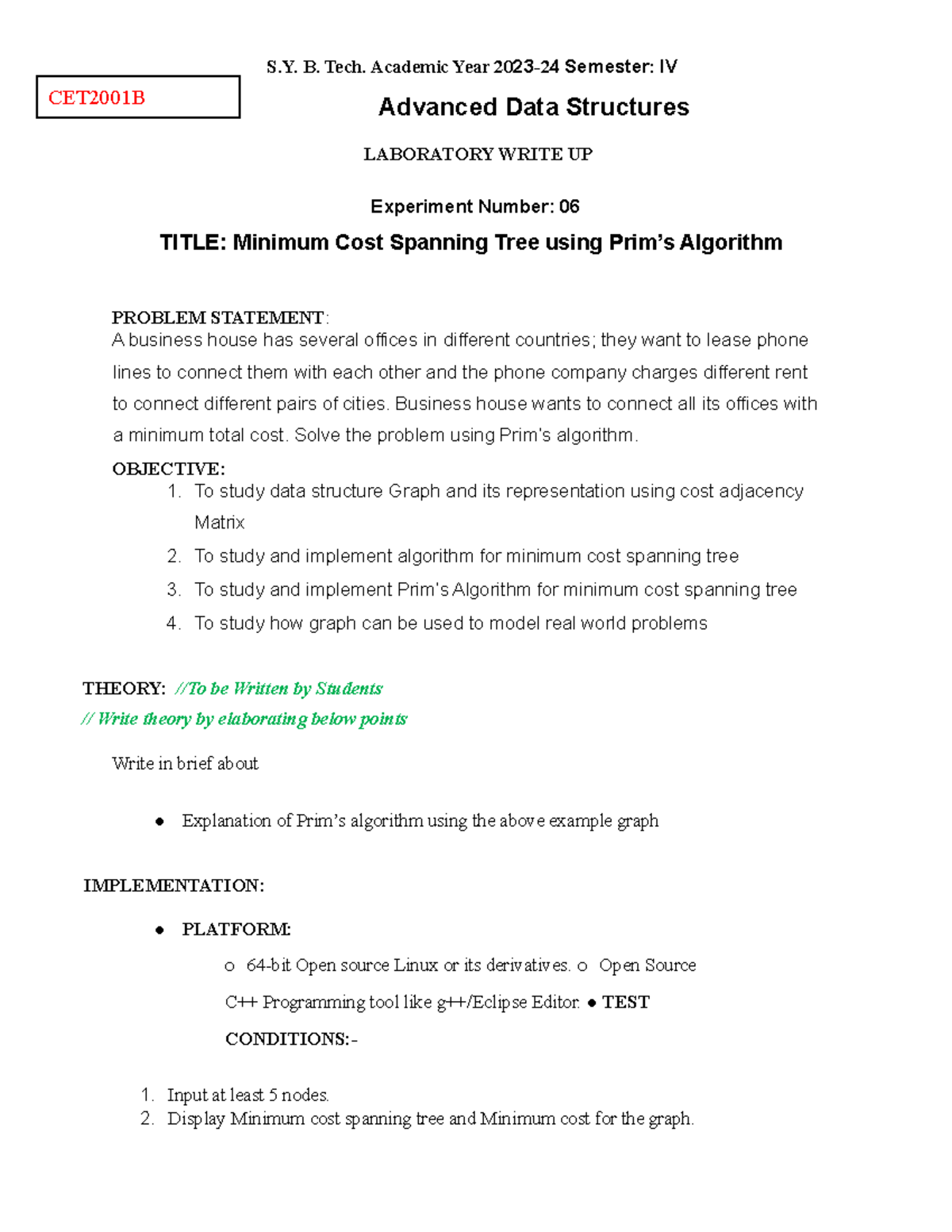 30 ADS assignment 6 - S. B. Tech. Academic Year 20 23 - 24 Semester: IV ...