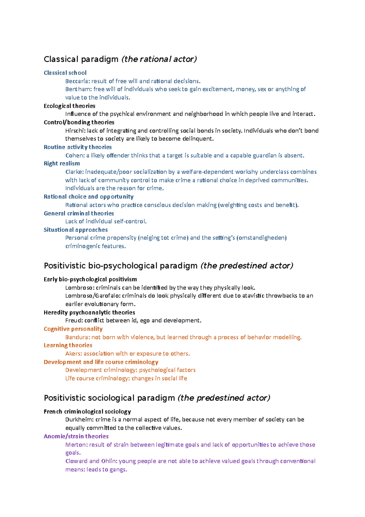 All theories short - alle theorieen kort - Classical paradigm (the ...