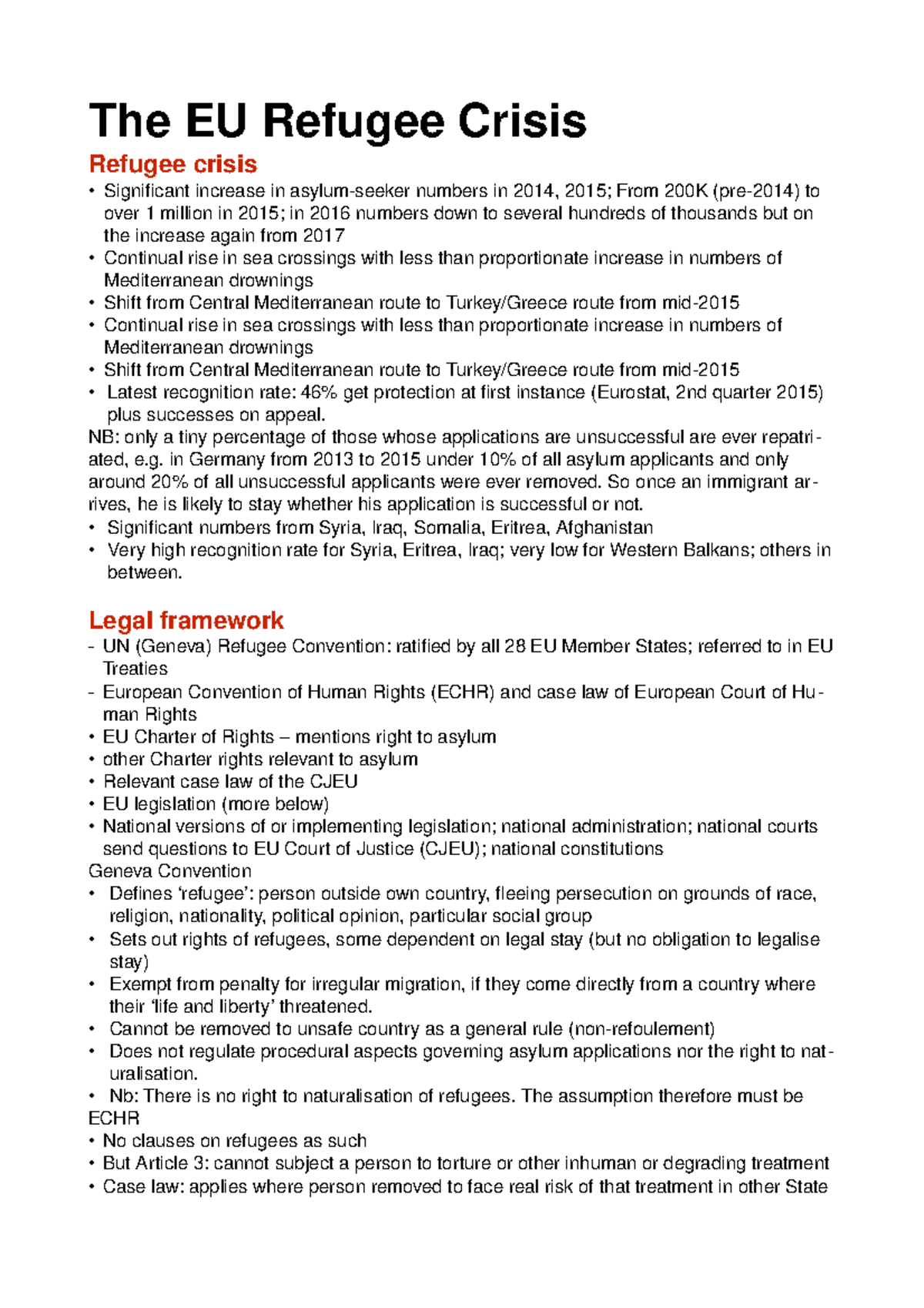 EU Refugee Crisis - The EU Ref ugee Crisis Refugee crisis Significant ...