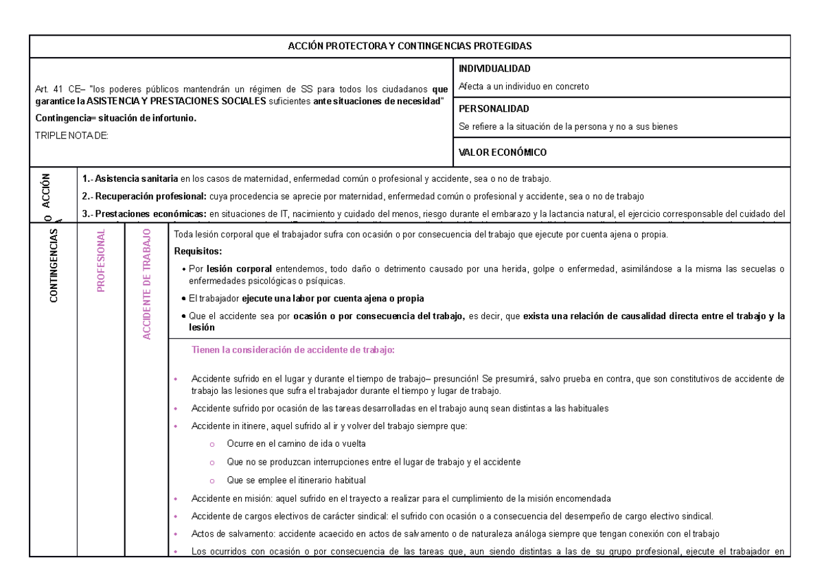 AccióN Protectora Y Contingencias Protegidas - ACCIÓN PROTECTORA Y ...