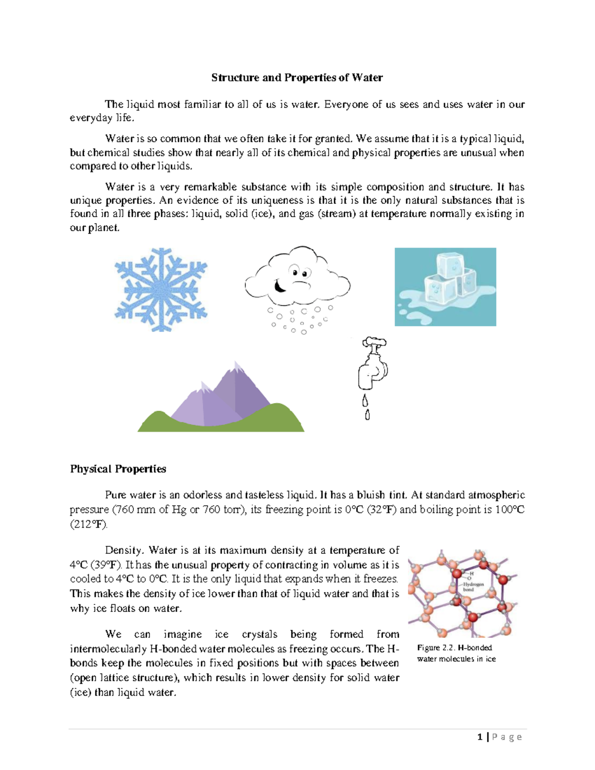 Week 003 Module Structure and Properties of Water - Structure and ...