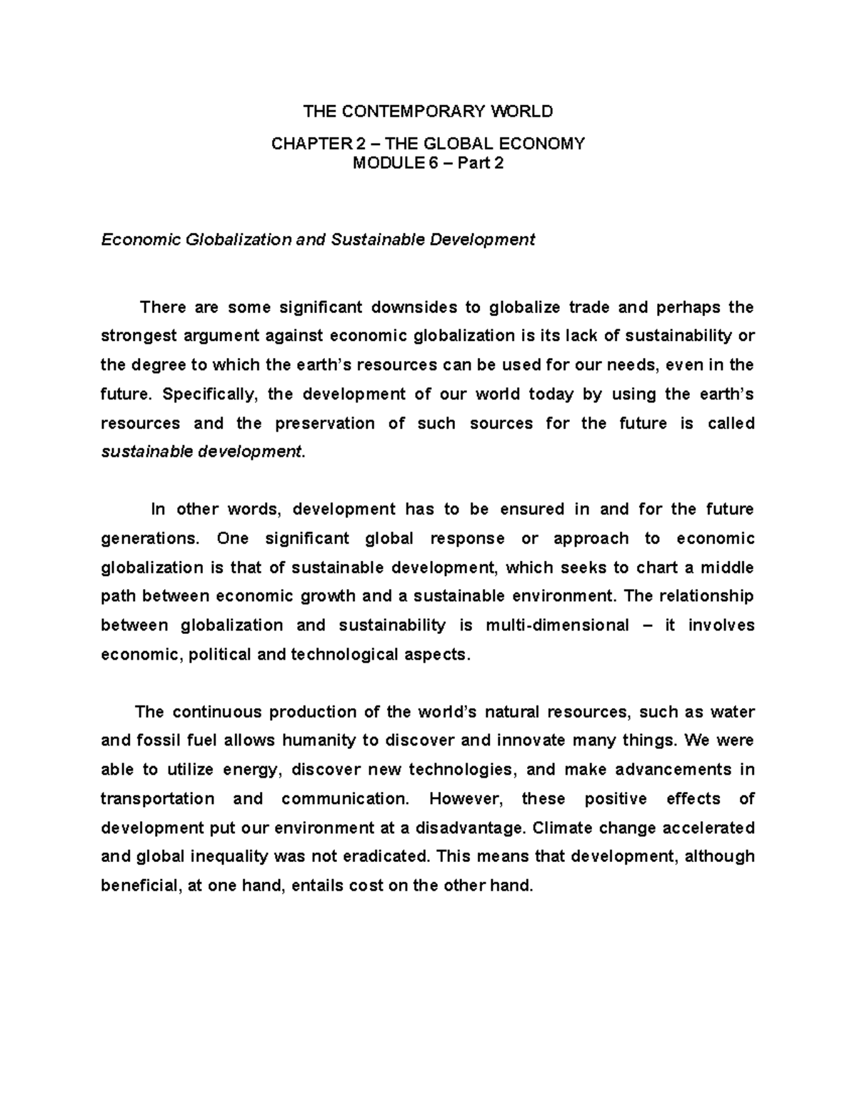 Tcw Module 6 Chap 2 Part 2 The Contemporary World Chapter 2 The