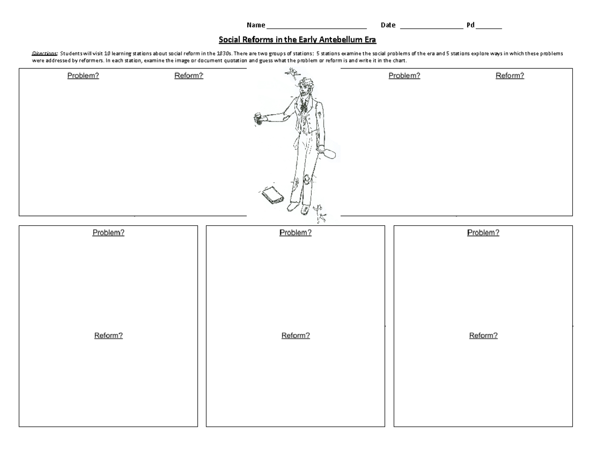 Social Reforms of the Antebellum Era-student blank chart-1 - Name