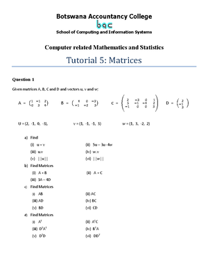 Tut 4 matrices - Nope - Tutorial 4 Question 1 a) Shape A is represented ...