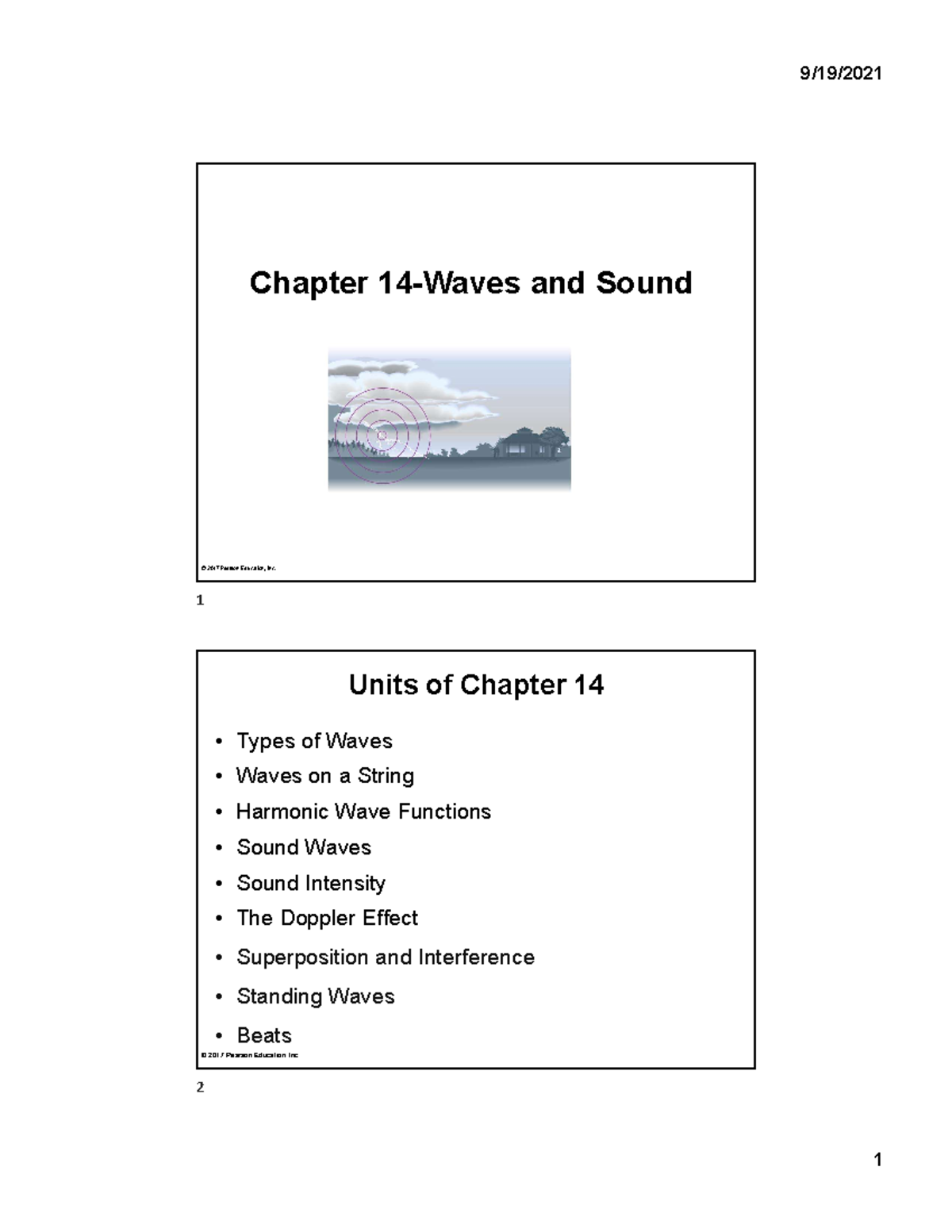 Chpt14Wavesrgupc - Chapter 14 notes - © 2017 Pearson Education, Inc ...