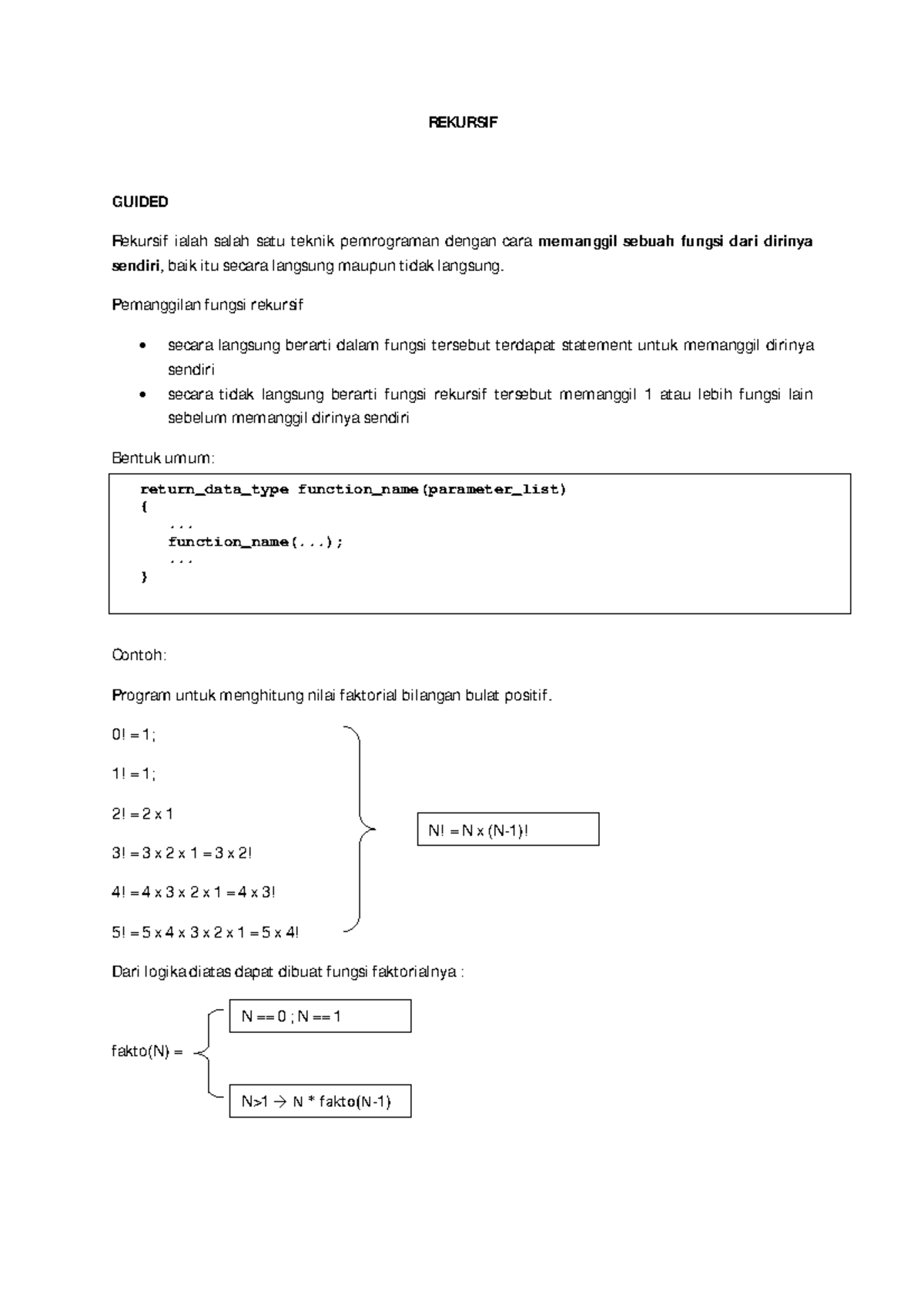 Modul Rekursif - return_data_type function_name(parameter_list ...