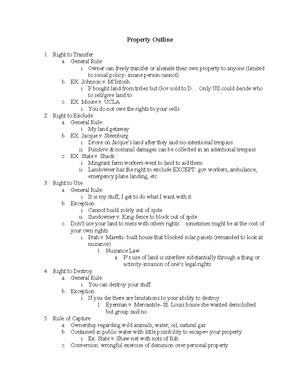 Outline - Chapter 1 The Concept of Property A. Why Recognize Property ...