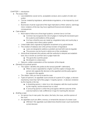 Legal studies - Jeffrey Boles - Chapter 1 Law- is any rule backed up by the government Liability ...