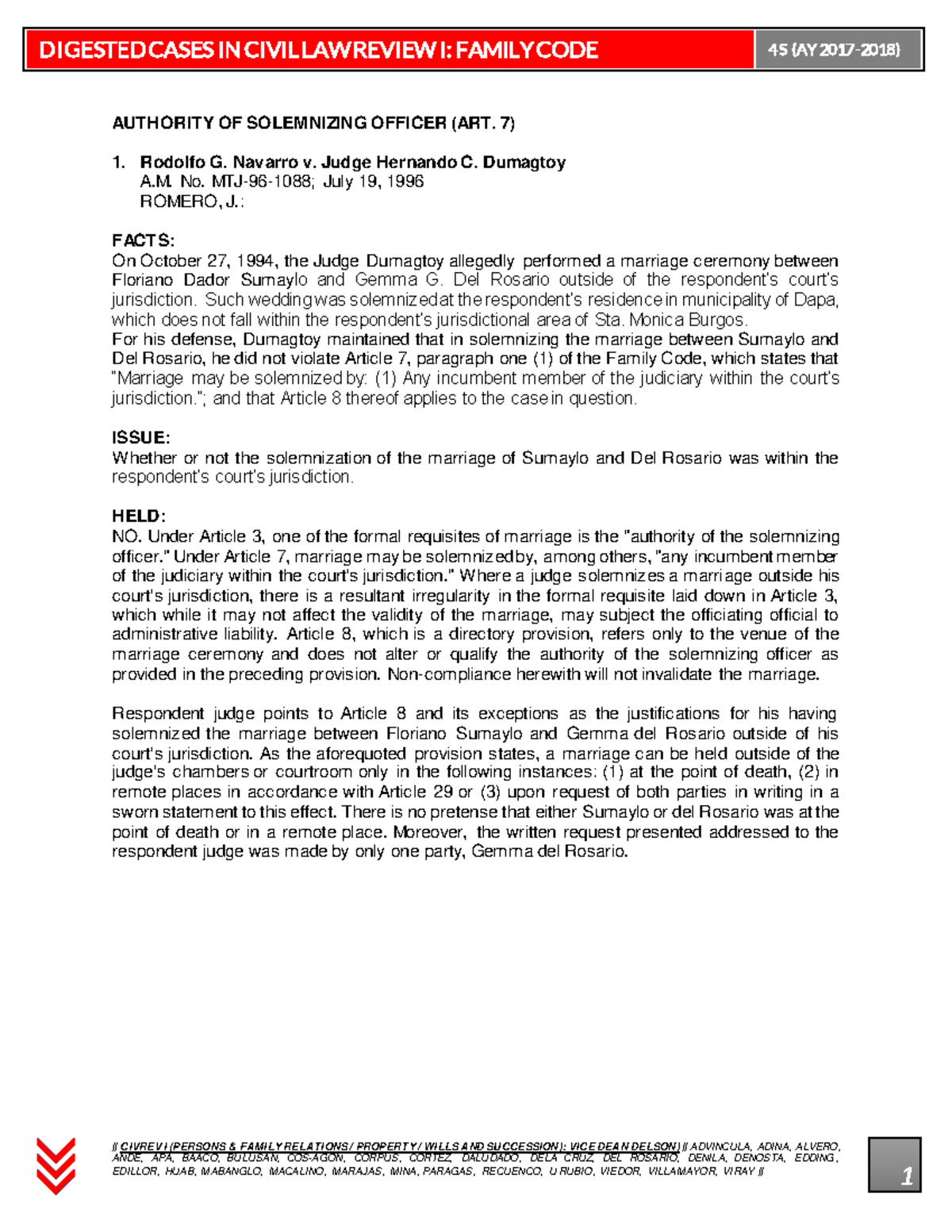 4S1718 Civrev 1 Delson Case Digests FC - || CIVREV I (PERSONS & FAMILY ...