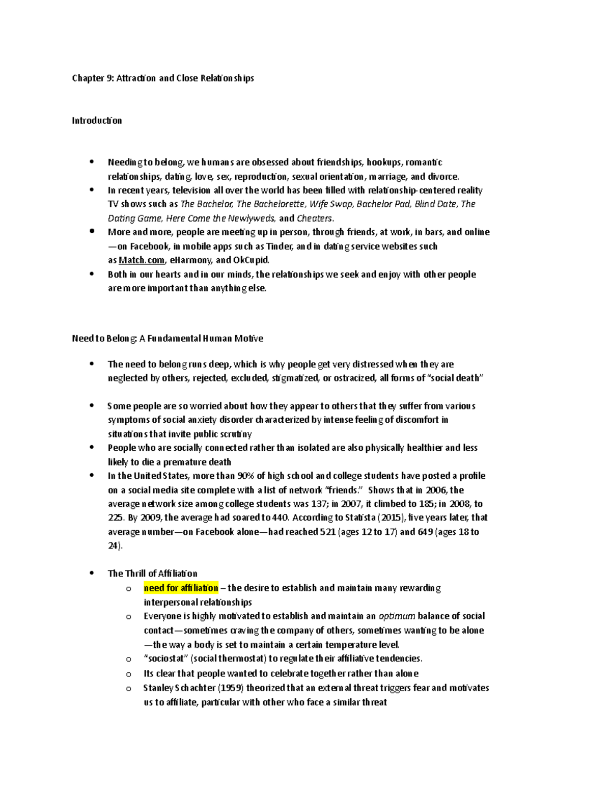 Chapter 9 - Attraction and Close Relationships - Chapter 9: Attraction ...