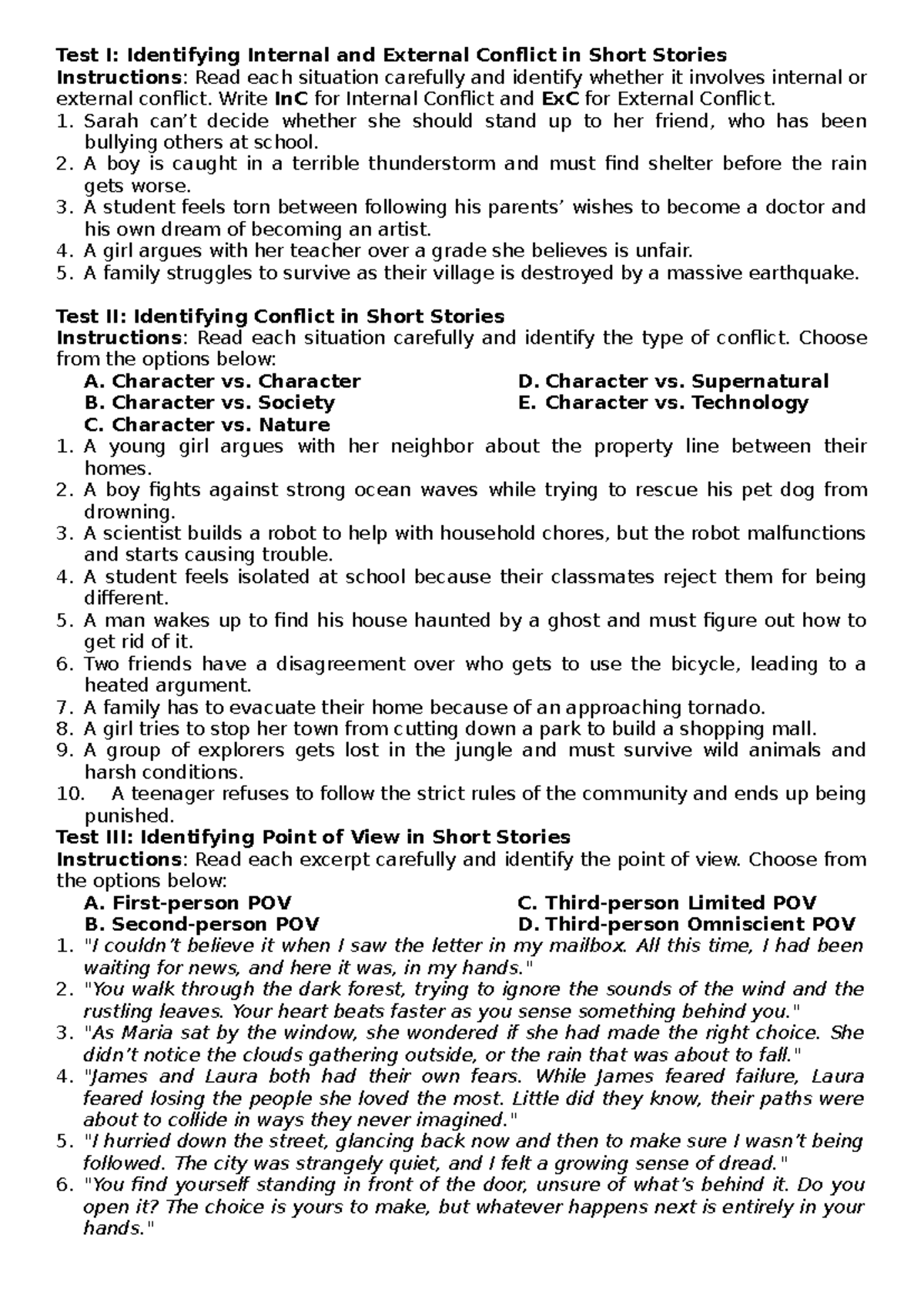 Q2 Long Quiz 1 - Identifying conflicts and point of views in a short ...